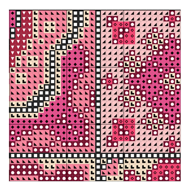 Geometric Cross Stitch Pattern PDF – Pink Patchwork Tile Design #4 ...