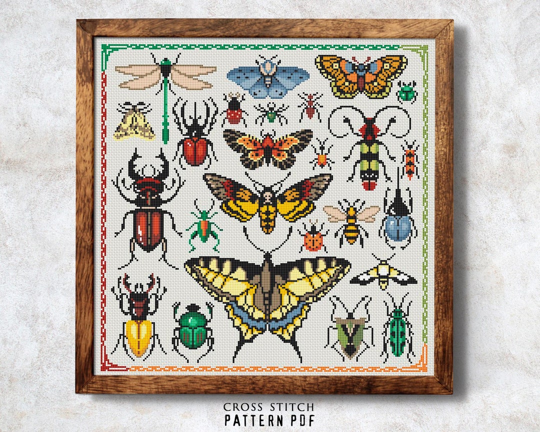 Insects Cross Stitch Bugs Cross Stitch Pattern PDF Butterflies Nature ...