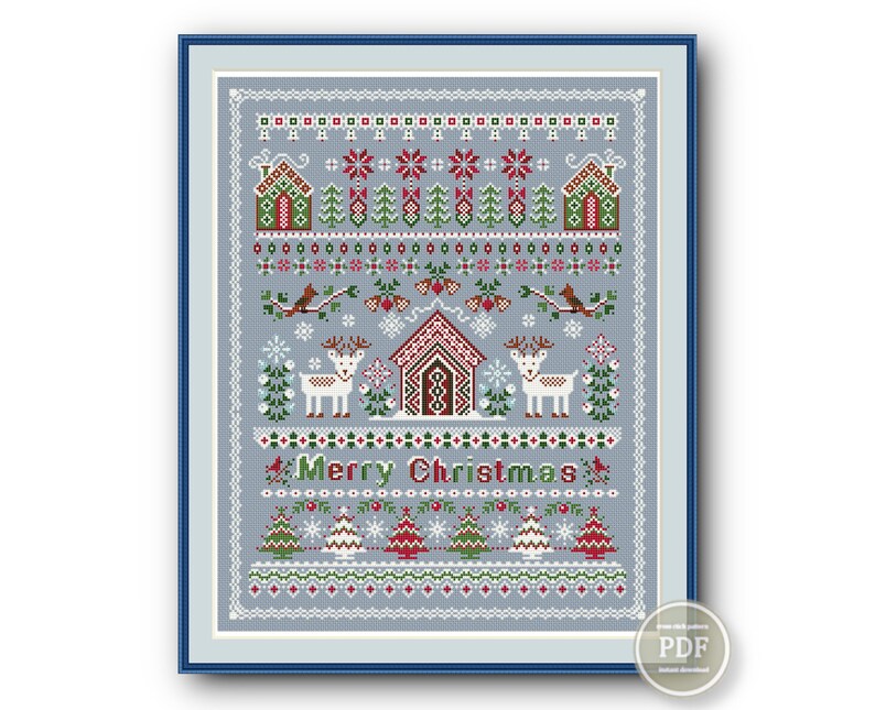 Merry Christmas Sampler Cross Stitch PDF - Merry Christmas Pattern ...