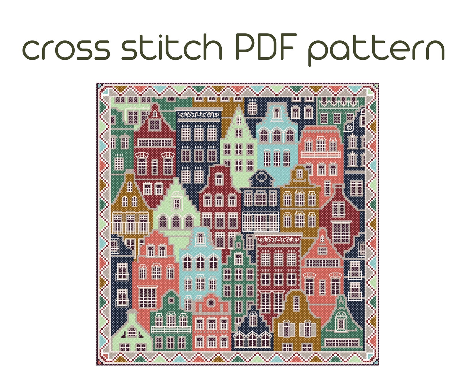 Patchwork Cross Stitch Pattern Dutch City Simple Embroidery - Etsy