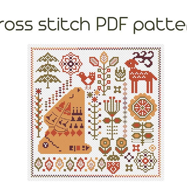 Primitive Hare Cross Stitch - Etsy