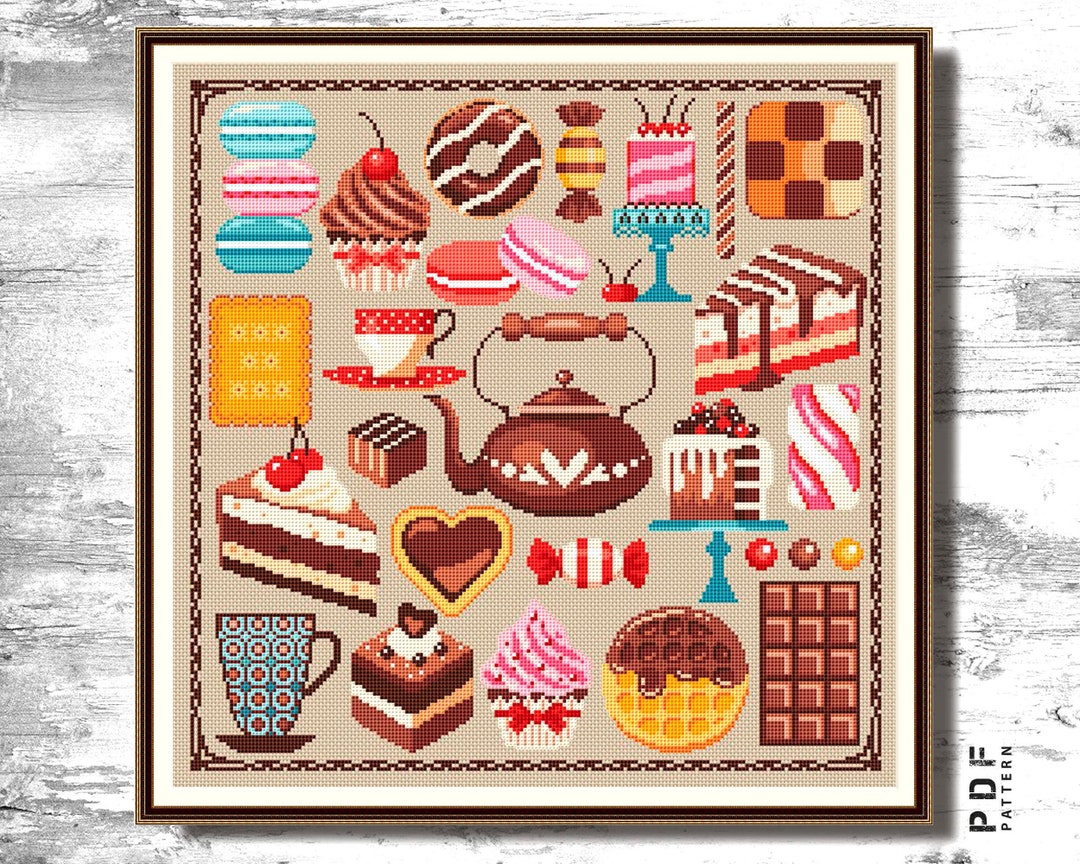 Cross Stitch Desserts Pattern PDF Sweets Cross Stitch Chart Chocolate ...