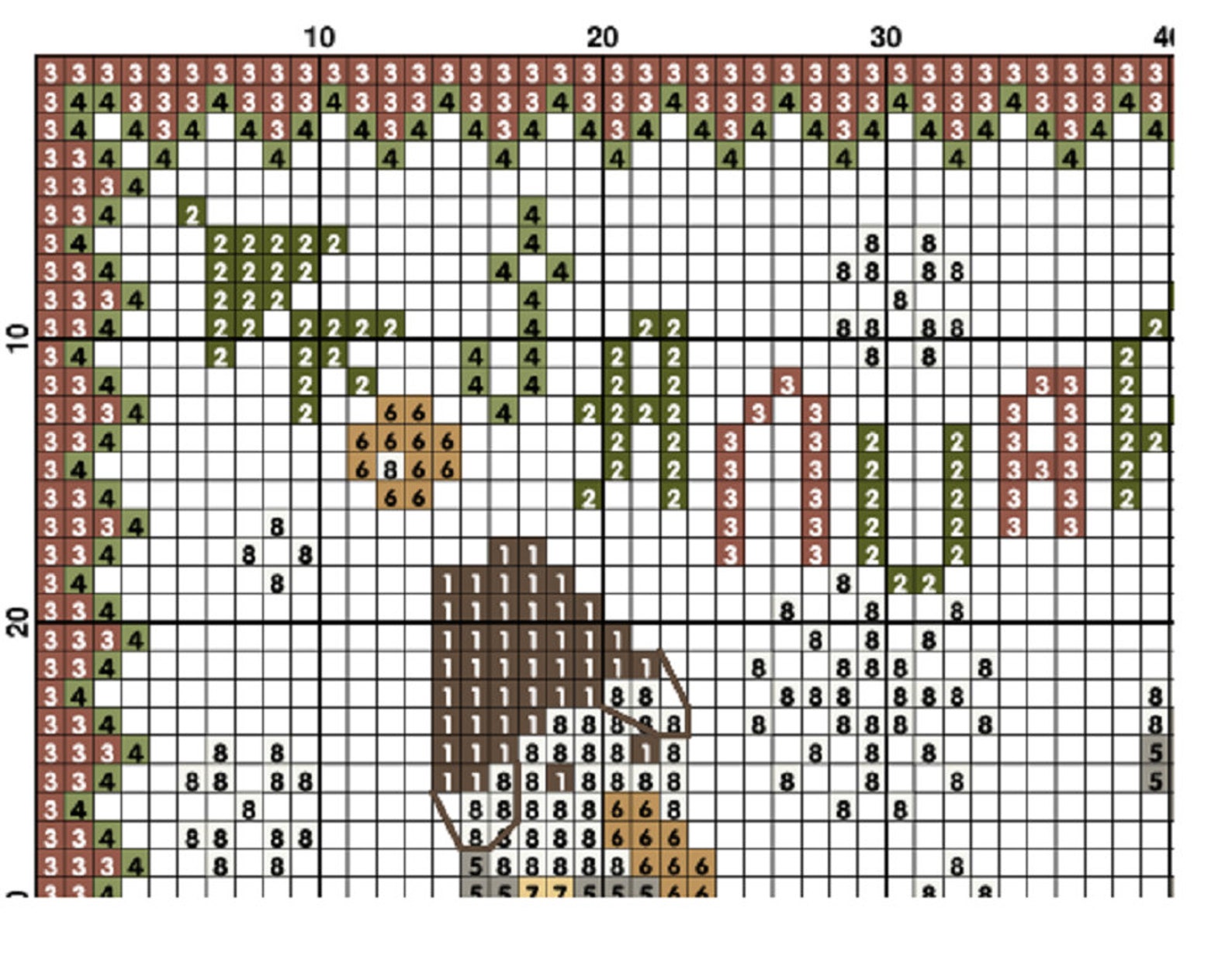Cross Stitch Months Year Bunny Pattern PDF Primitive Modern Folk ...