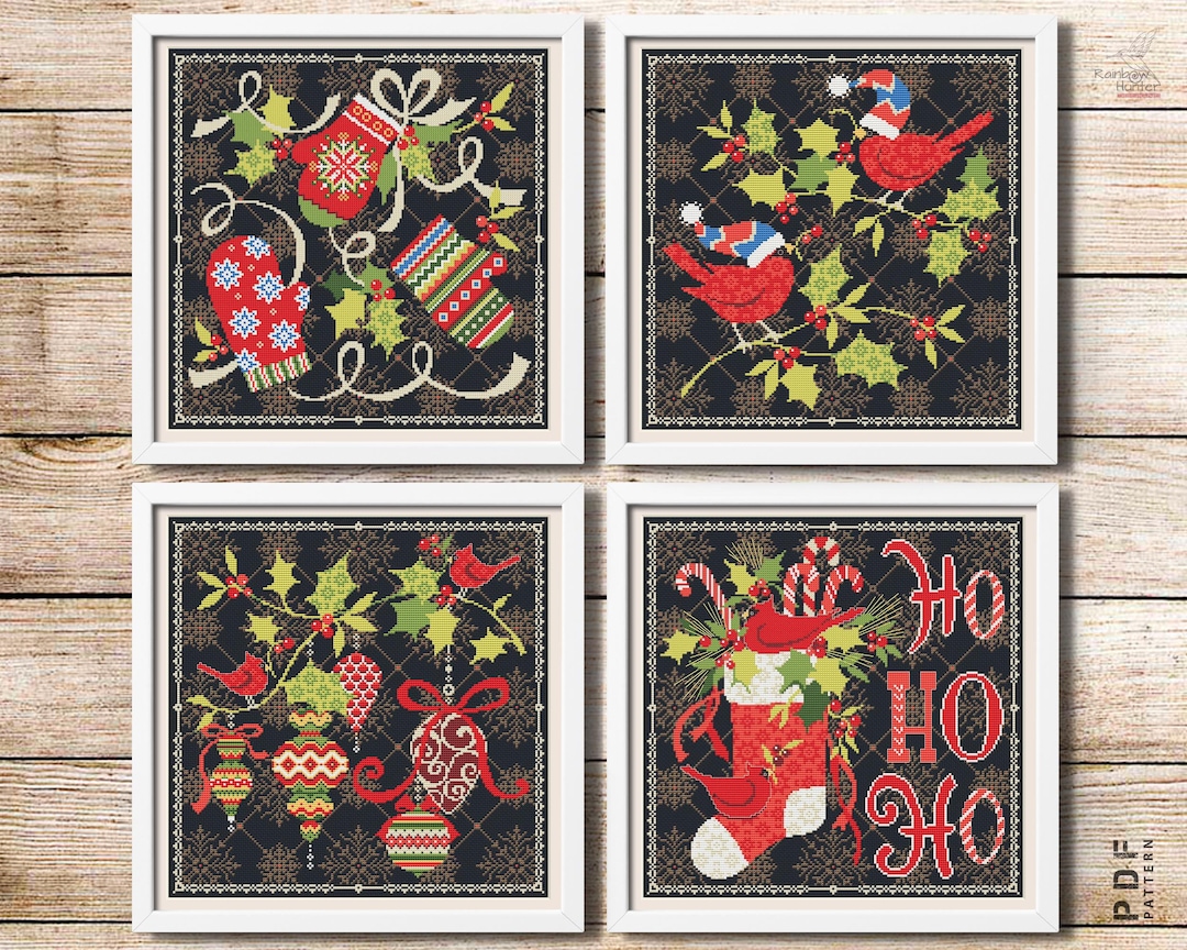 Christmas Cross Stitch Pattern PDF Set of 4 Christmas Stocking Counted ...