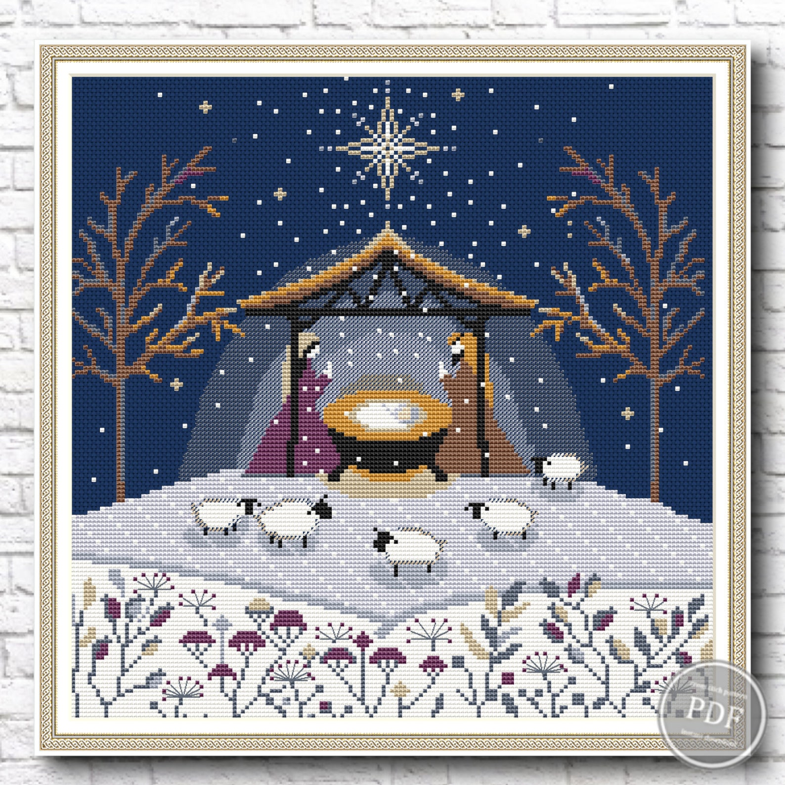 Nativity Cross Stitch Pattern – Christmas Embroidery PDF, Modern Manger ...