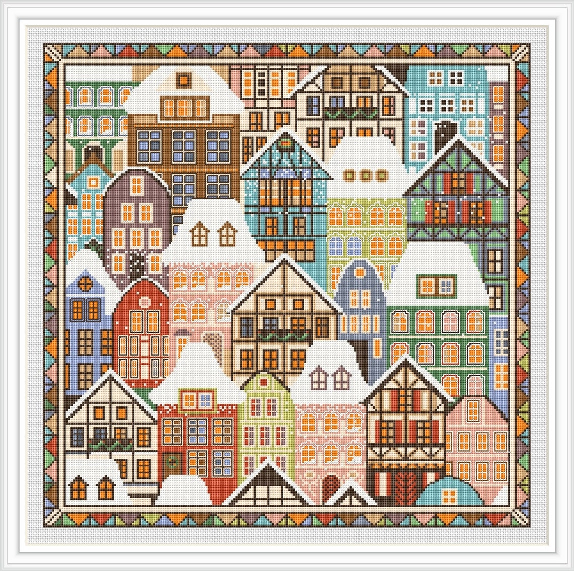 Patchwork Cross Stitch Pattern Dutch City Simple Embroidery - Etsy