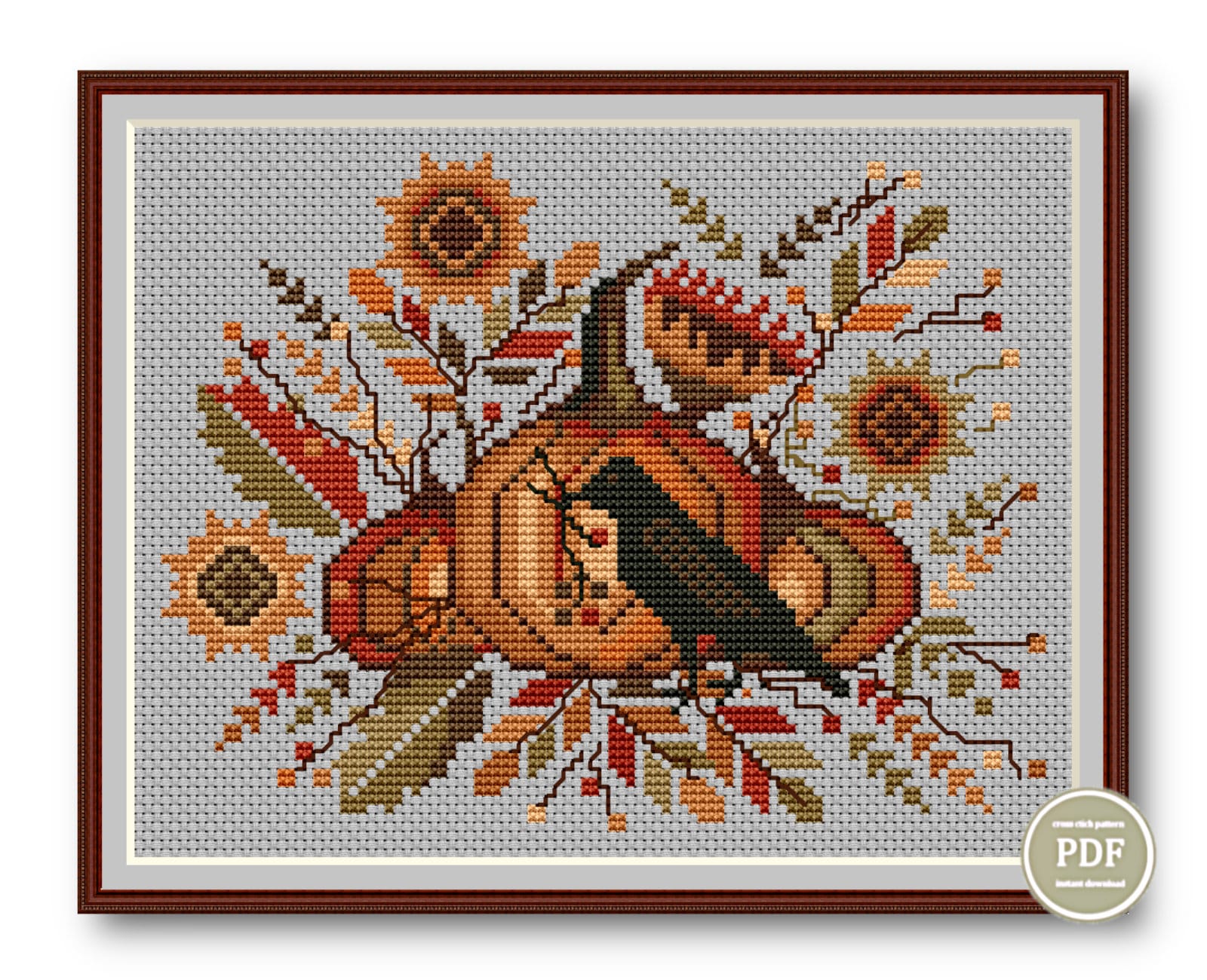 Cross Stitch Pattern Autumn Harvest Sunflowers Pumpkins and - Etsy