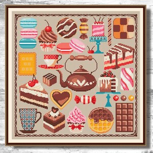 Kitchen Cross Stitch Set of 4 Patterns Food Cross Stitch Chart Kitchen ...