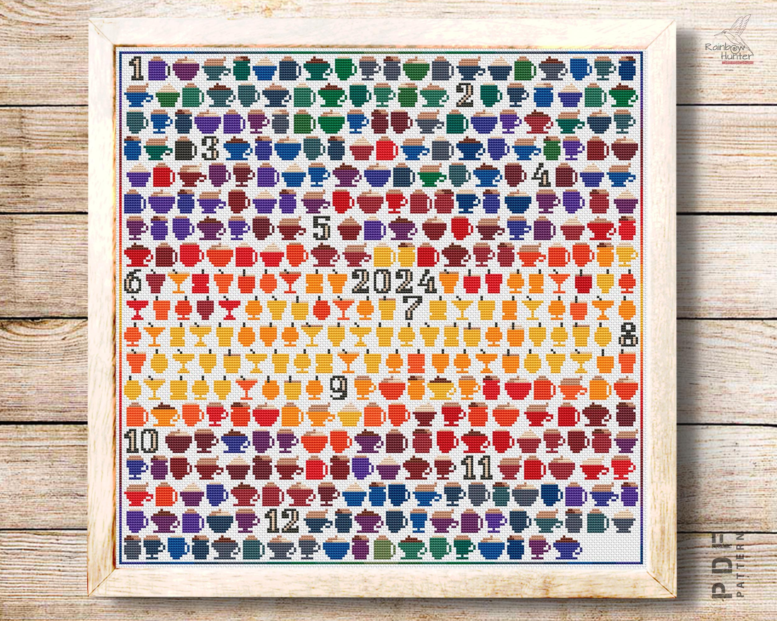Temperature Calendar Sampler Cross Stitch Pattern PDF, 365 Days Pattern ...
