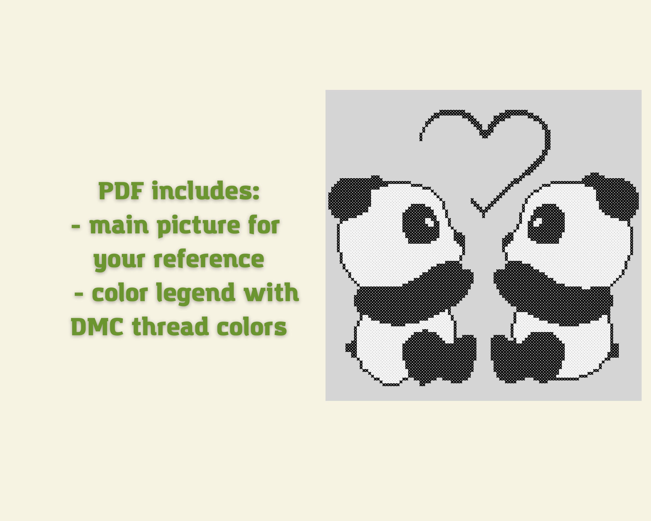 Panda Cross Stitch Animal Cross Stitch Pattern PDF Pattern - Etsy