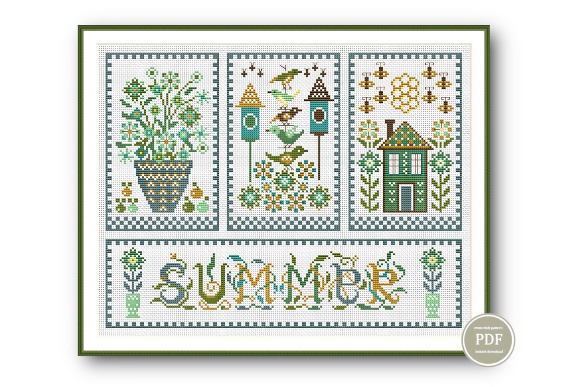 Cross Stitch Pattern Set 4 Seasons Triptych Spring Summer - Etsy