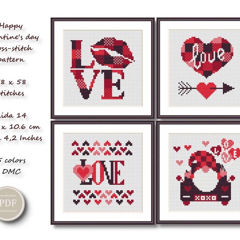 Valentines Cross Stitch - Etsy