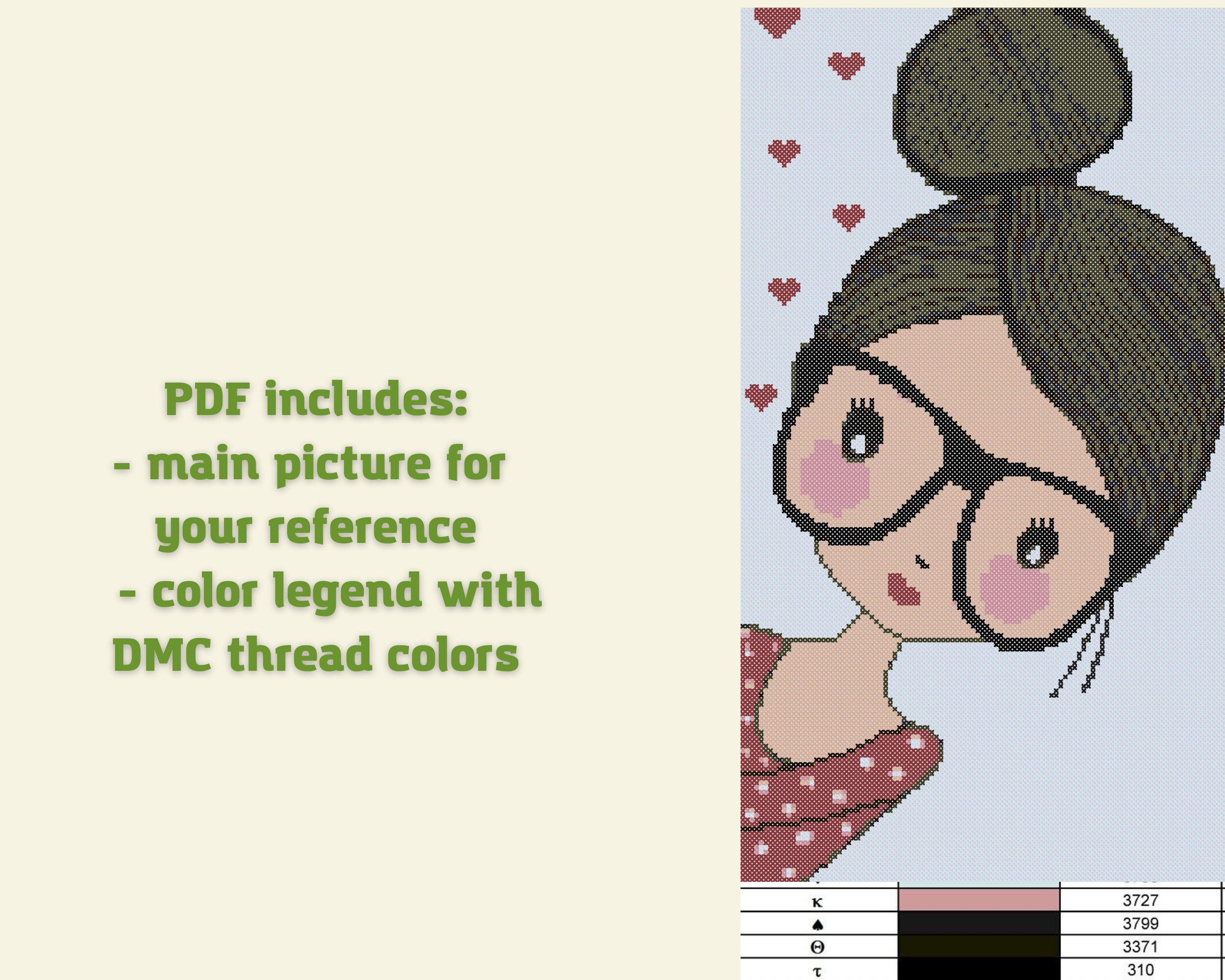 Girl Cross Stitch Pattern. Modern Cross Stich. PDF Pattern. - Etsy