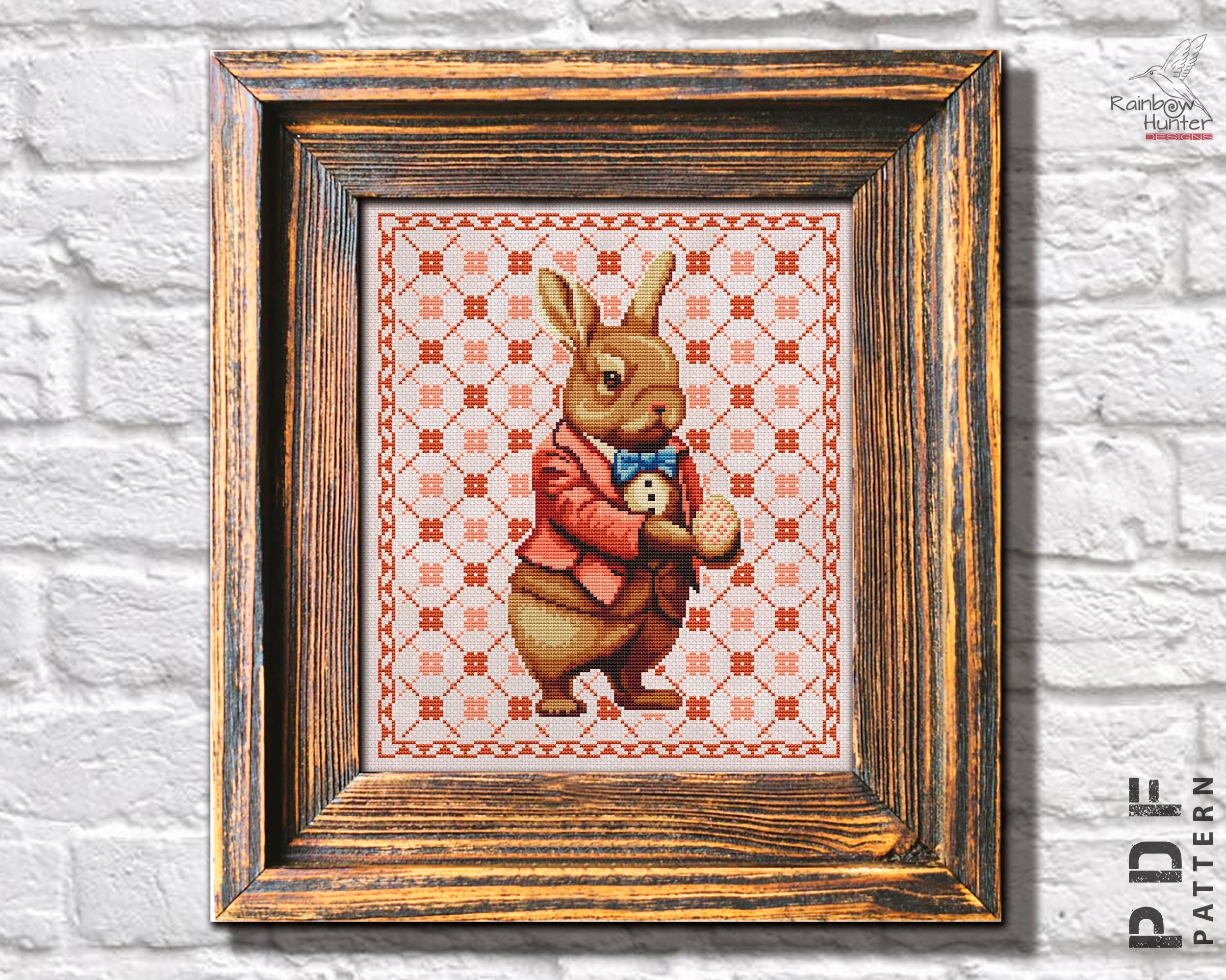 Easter Bunny Sampler Cross Stitch Pattern PDF Vintage Simple Embroidery ...