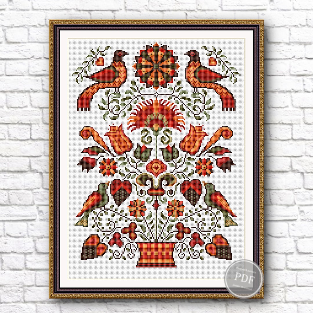Fraktur Birds Sampler # 1 Cross Stitch Fraktur Cross Stitch Pattern PDF ...