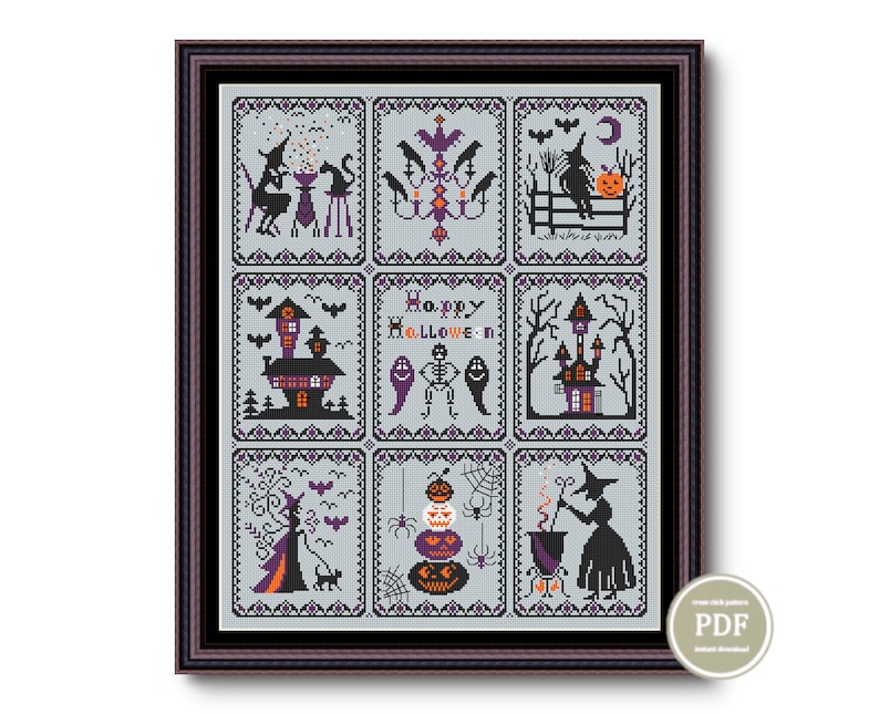 Cross Stitch Pattern Spooky Halloween Sampler Spooky Bats - Etsy
