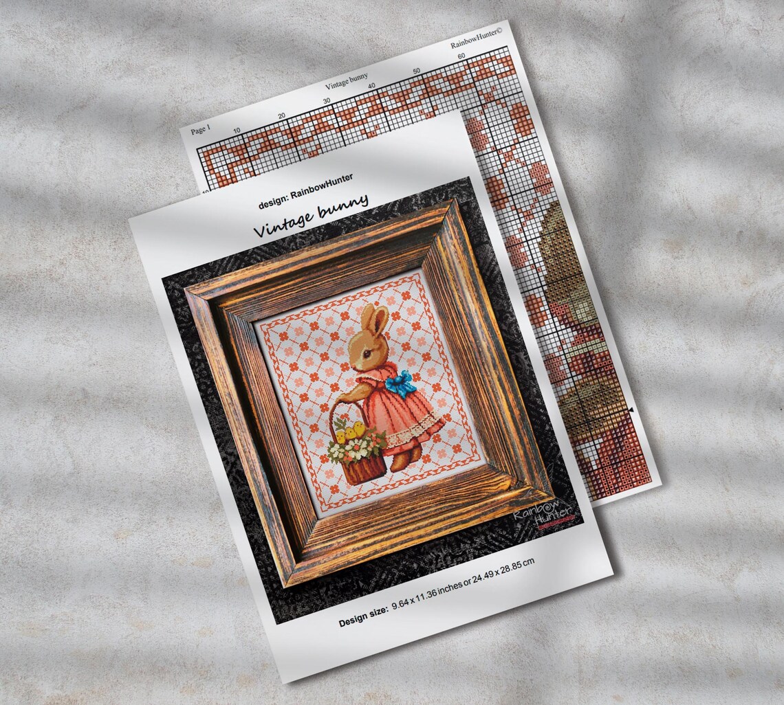 Easter Sampler Cross Stitch Pattern Bunny in Pink Simple Embroidery ...