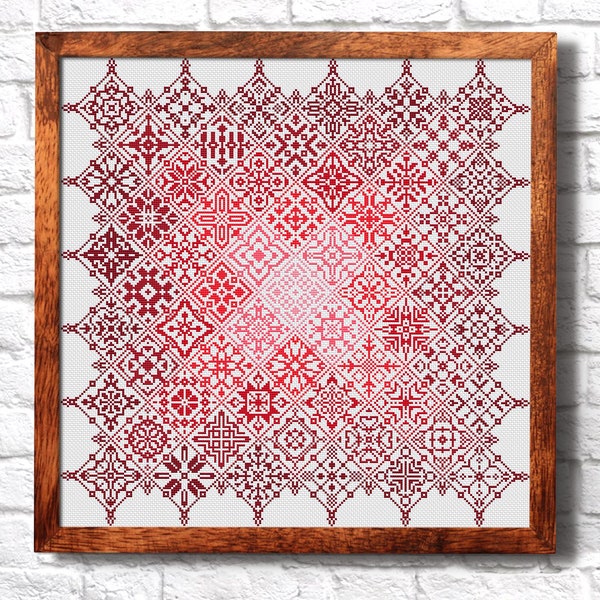 Christmas Red Quaker Cross Stitch - Etsy