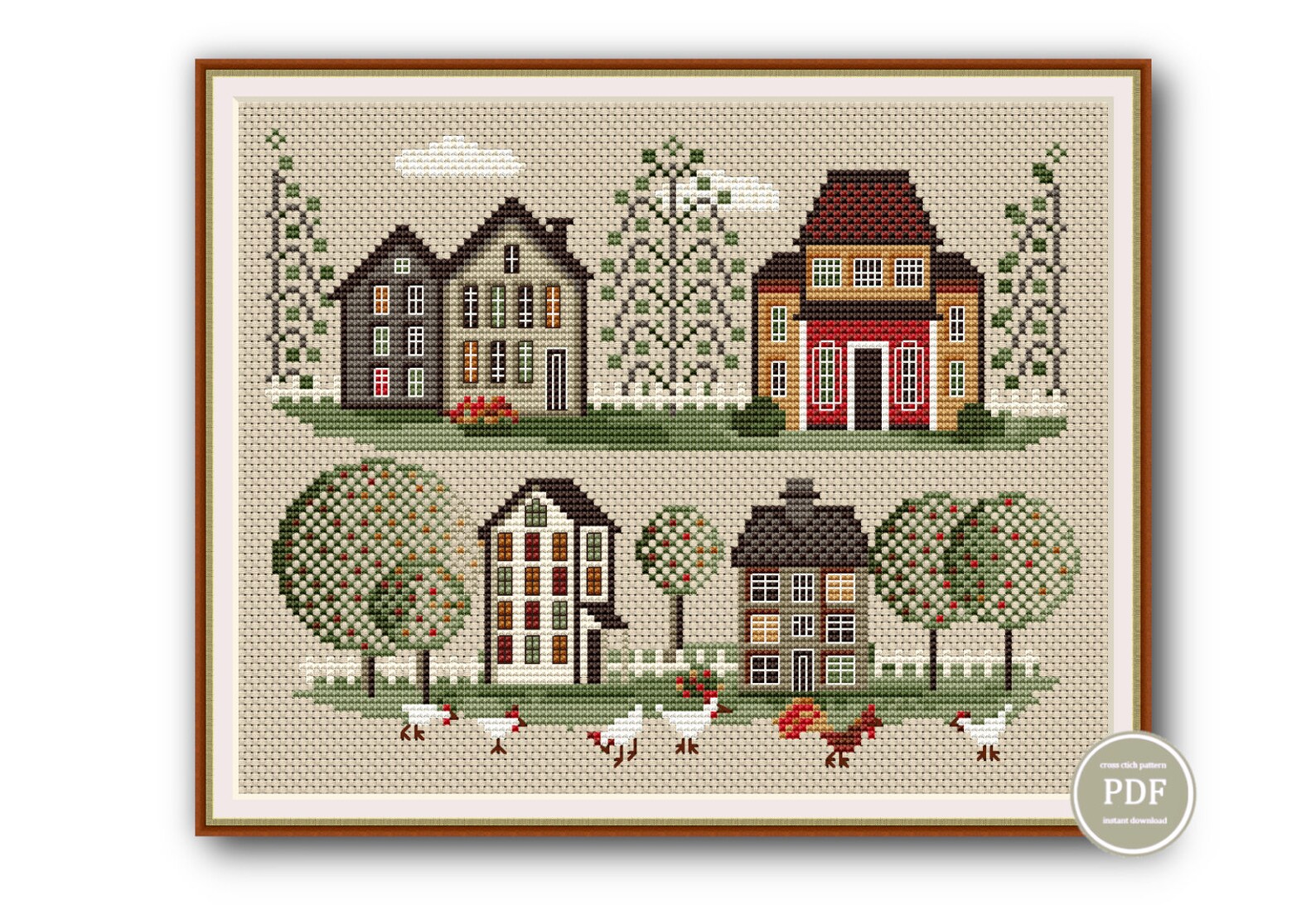 Cross Stitch Pattern Sampler Summer Village Embroidery Digital - Etsy