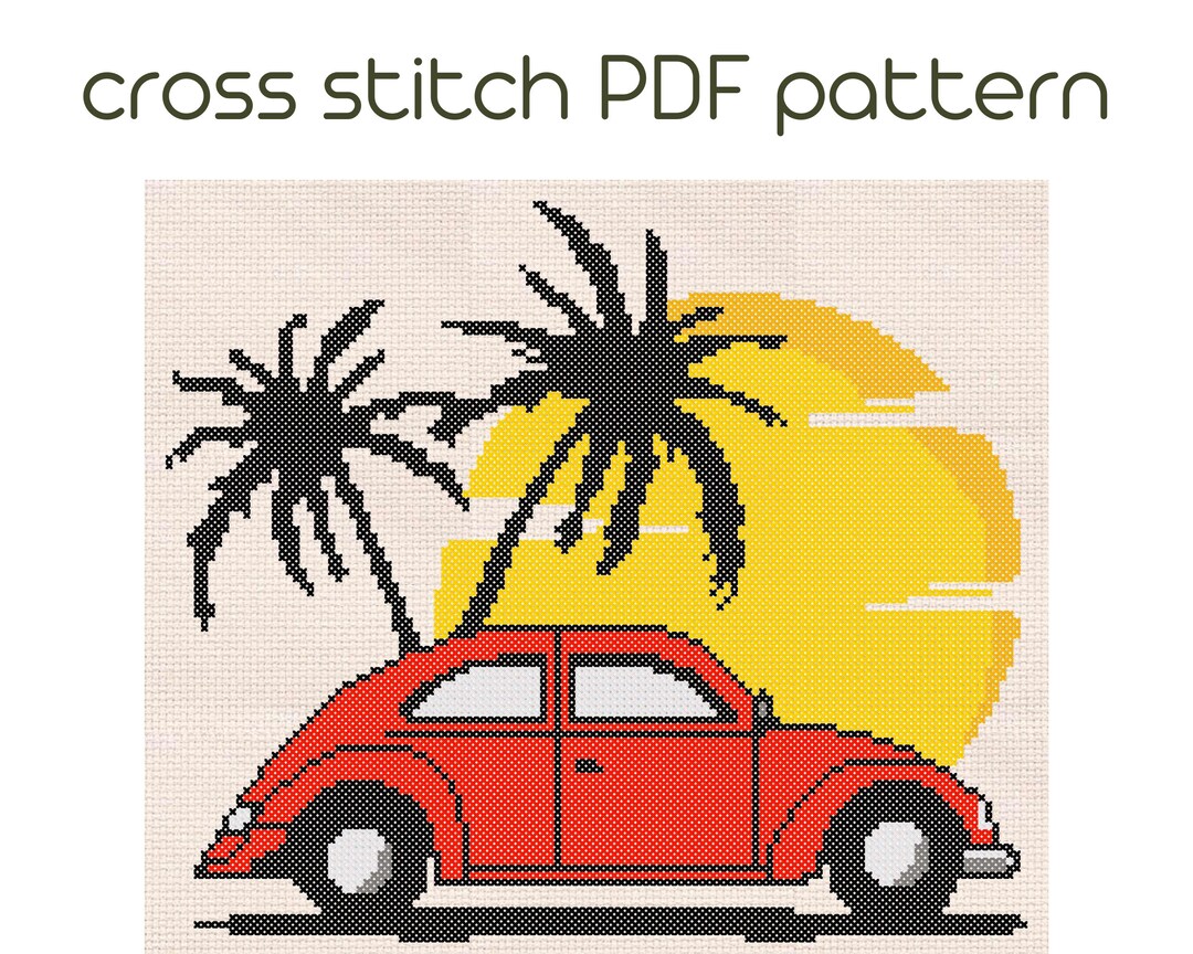 Car Cross Stitch, Travel Car Cross Stitch, Modern Cross Stitch Pattern ...
