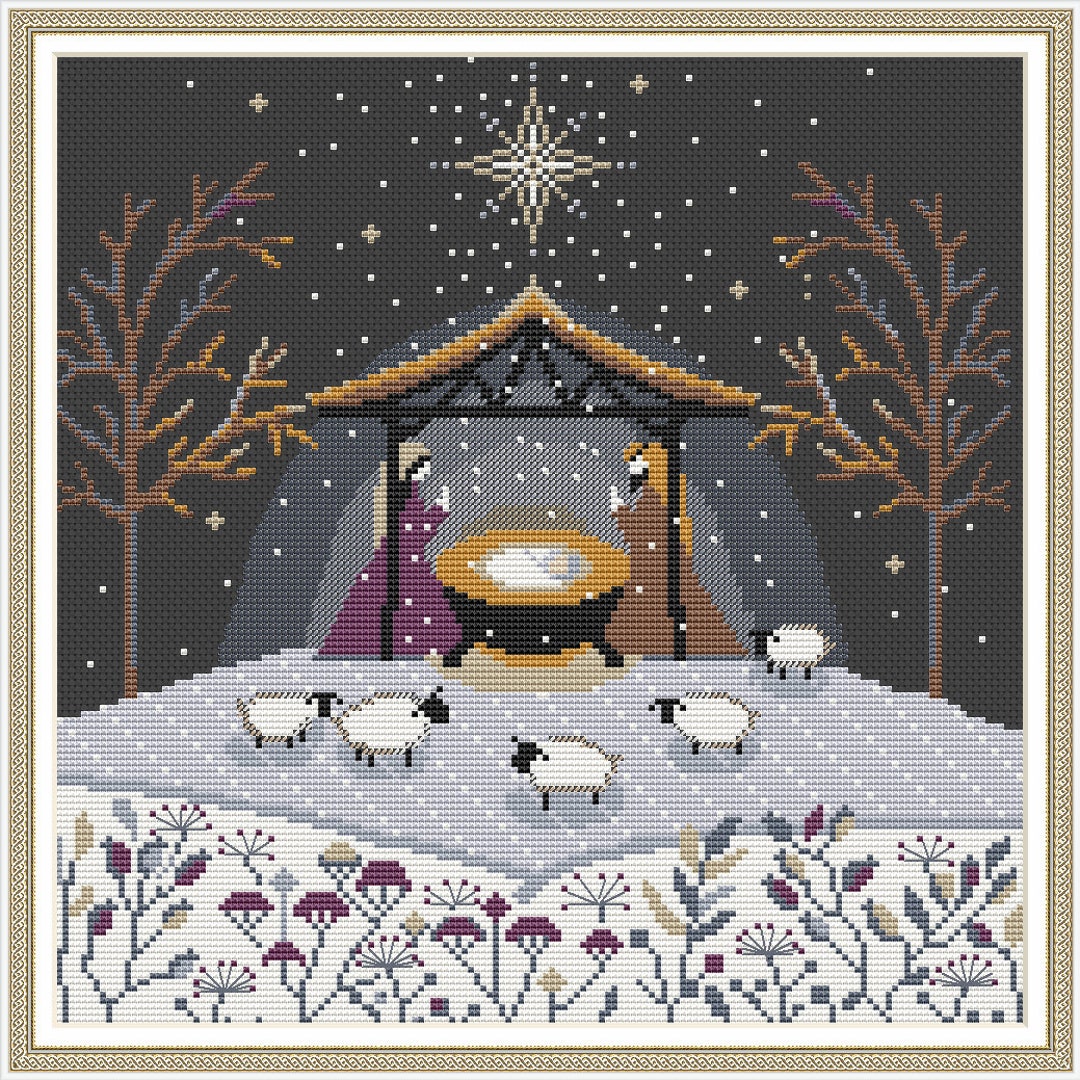 Nativity Cross Stitch Pattern – Christmas Embroidery PDF, Modern Manger ...