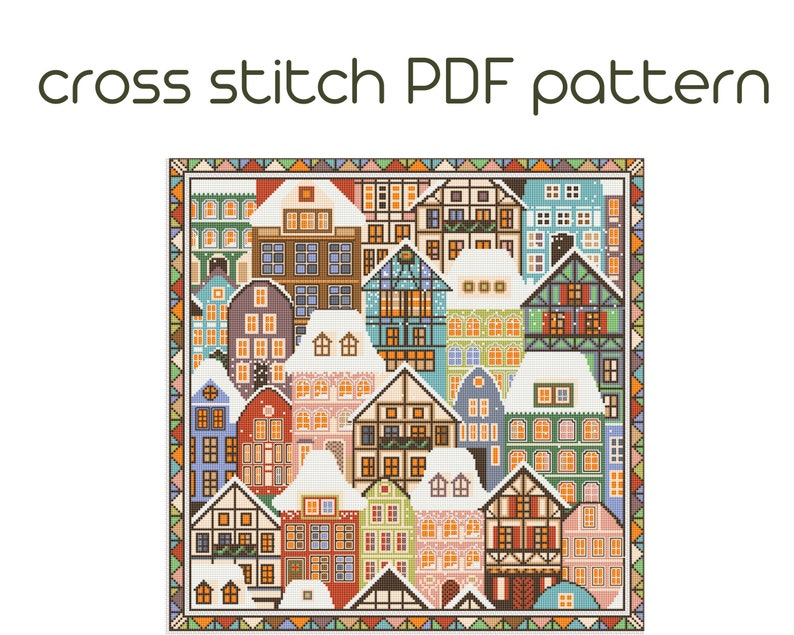 Patchwork Cross Stitch Pattern Dutch City Simple Embroidery - Etsy