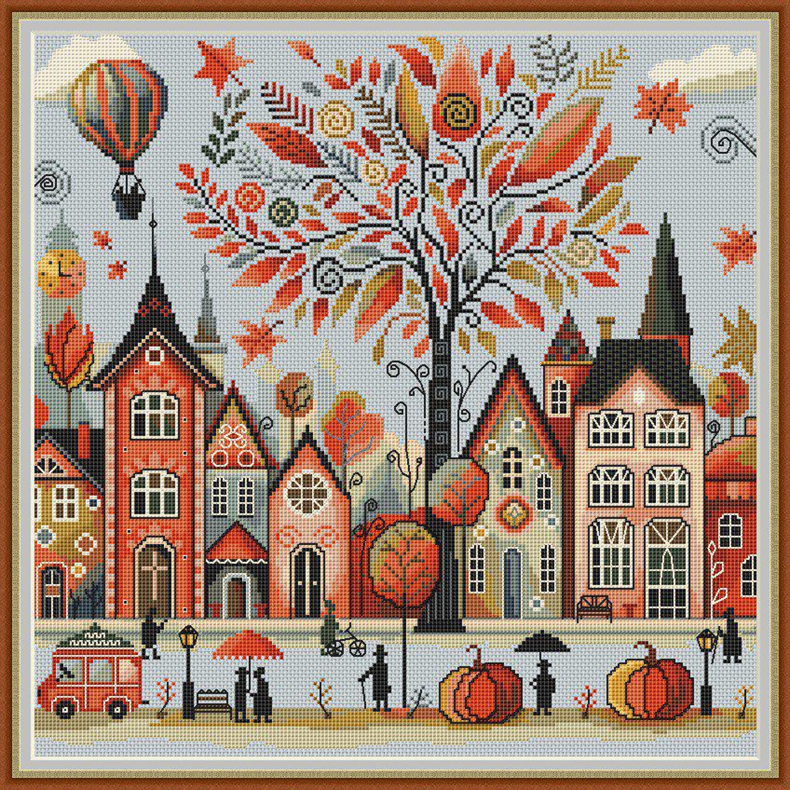 Cross Stitch Pattern Autumn Town, Fairytale Town for Cross Stitch ...