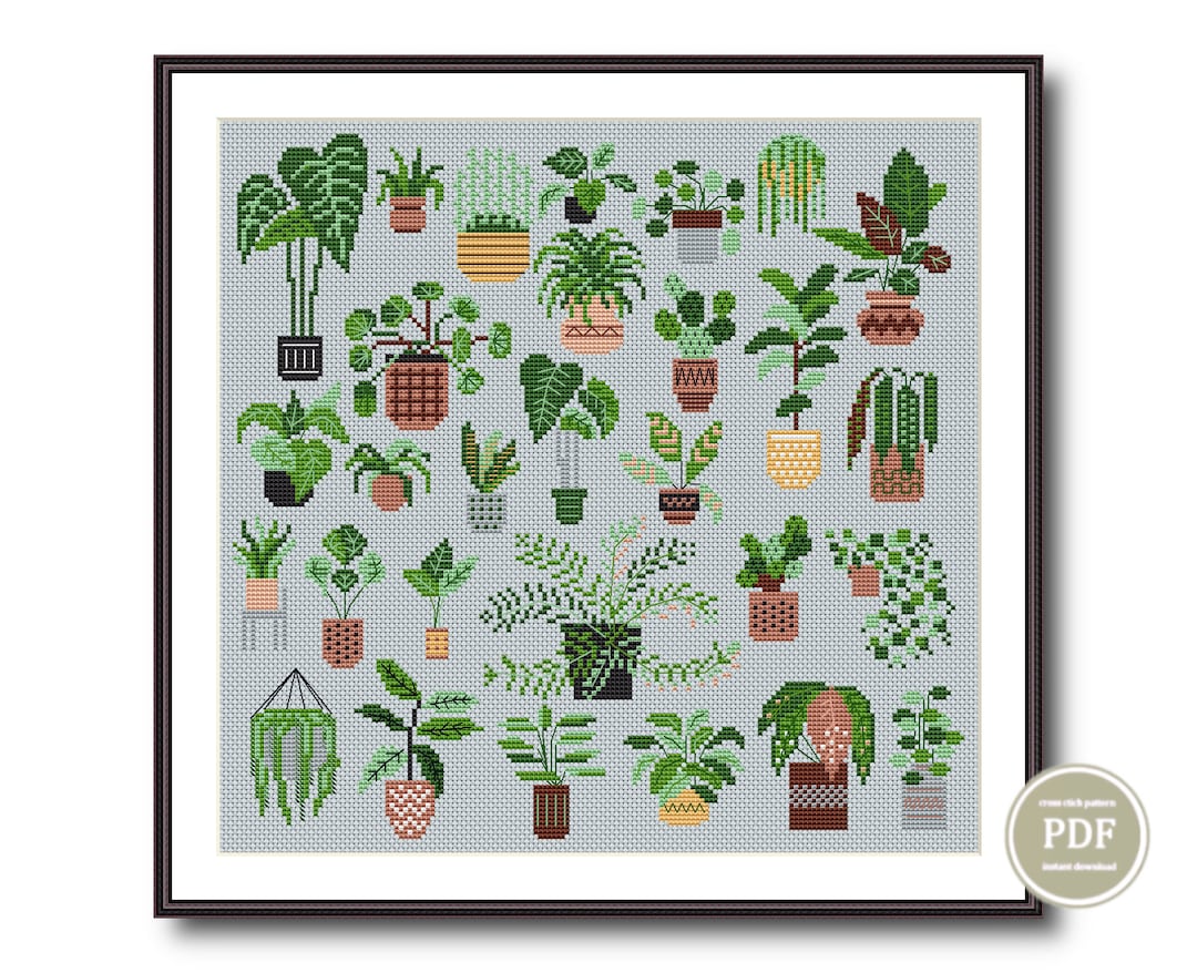 Plant Cross Stitch Pattern - Set of Flowers 29 Pieces - Modern Plant ...