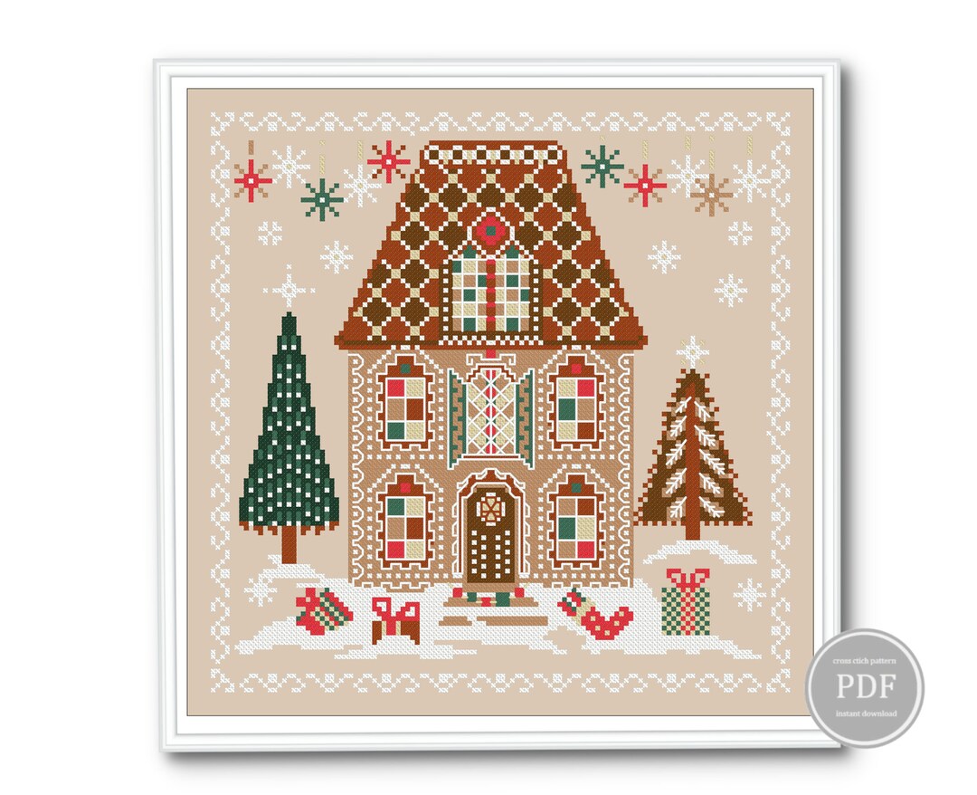 Gingerbread House Cross Stitch Sampler Christmas Embroidery New Year ...