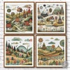 Cross Stitch Pattern Sampler 4 Seasons Pattern Set Village Embroidery ...