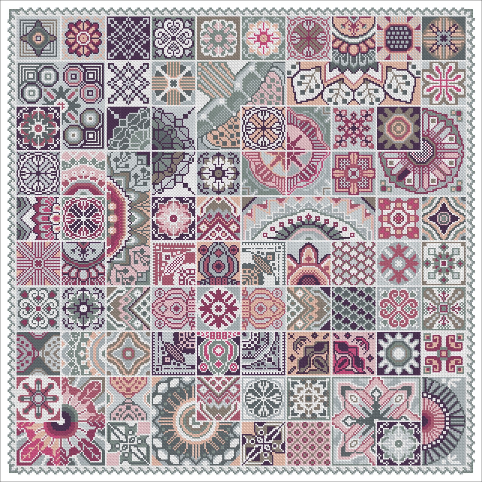 Cross Stitch Pattern Sampler Ornament Squares Tile Quaker - Etsy