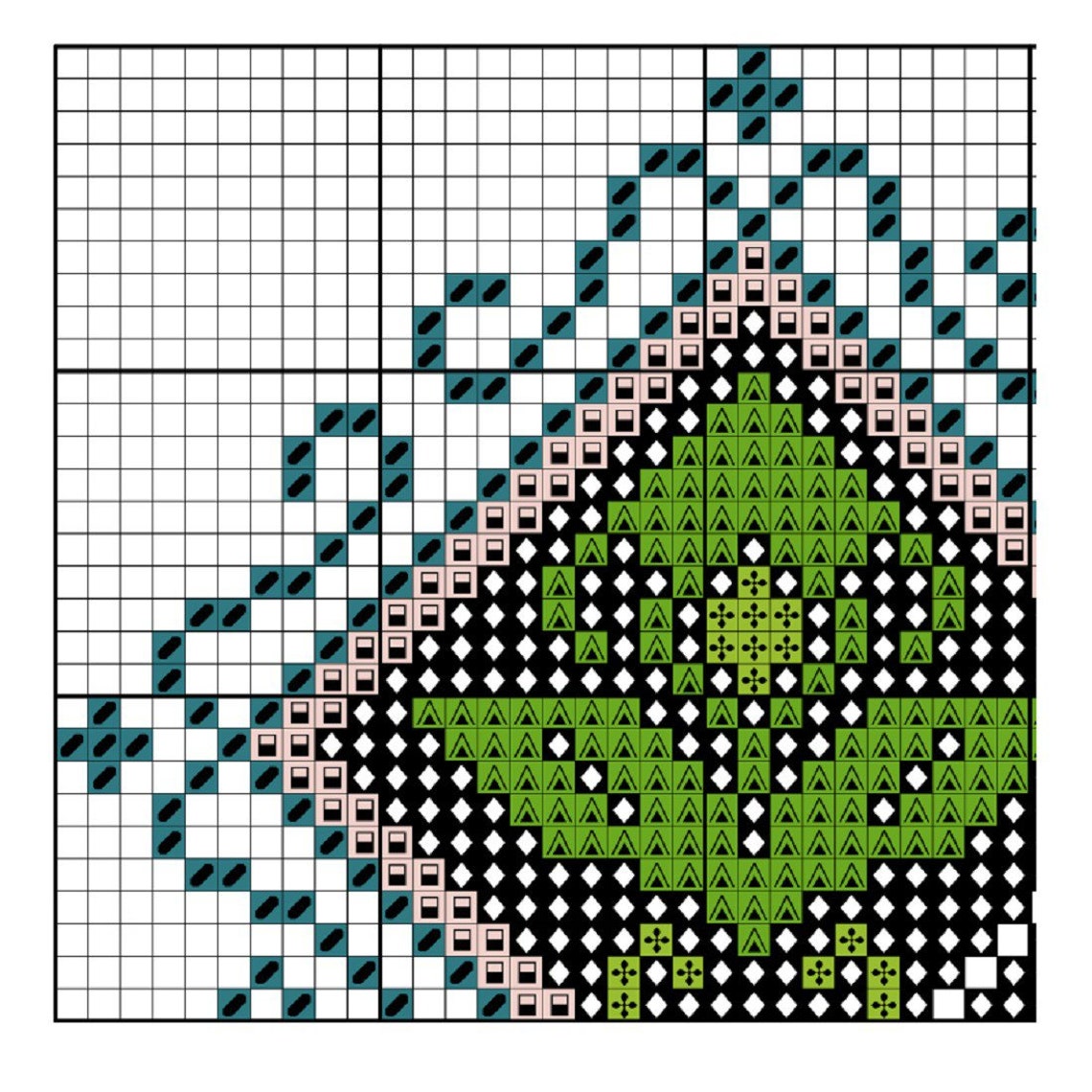 Cross Stitch Sampler Mosaic Geometric Cross Stitch Garden Green Cross ...