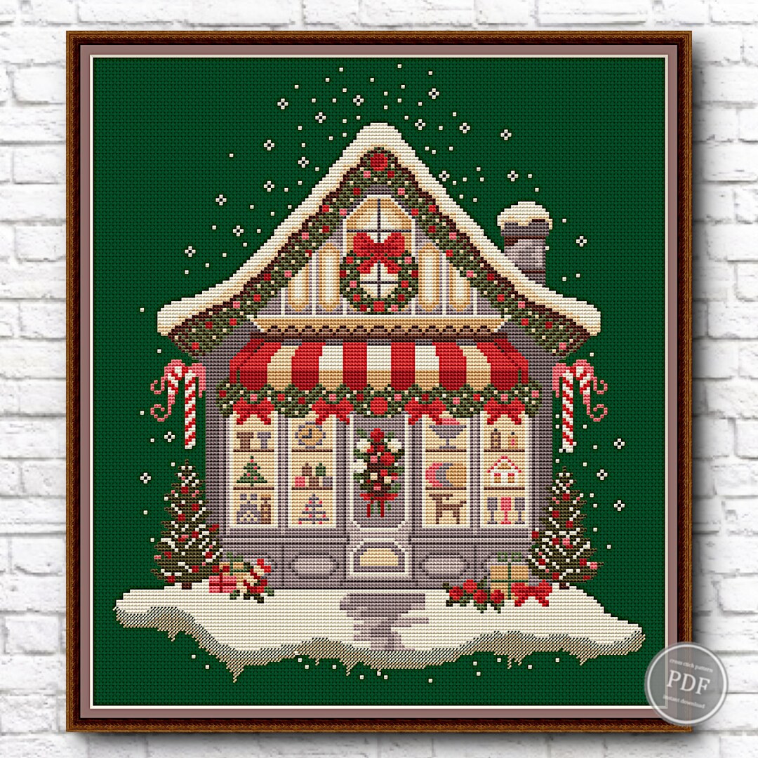 Christmas Cross Stitch Pattern. Winter Cross Stitch. Christmas House. A ...