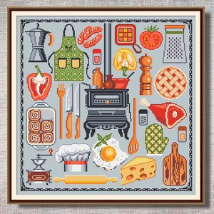 Kitchen Sampler Cross Stitch Cozy Cross Stitch Chart Food Cross Stitch ...