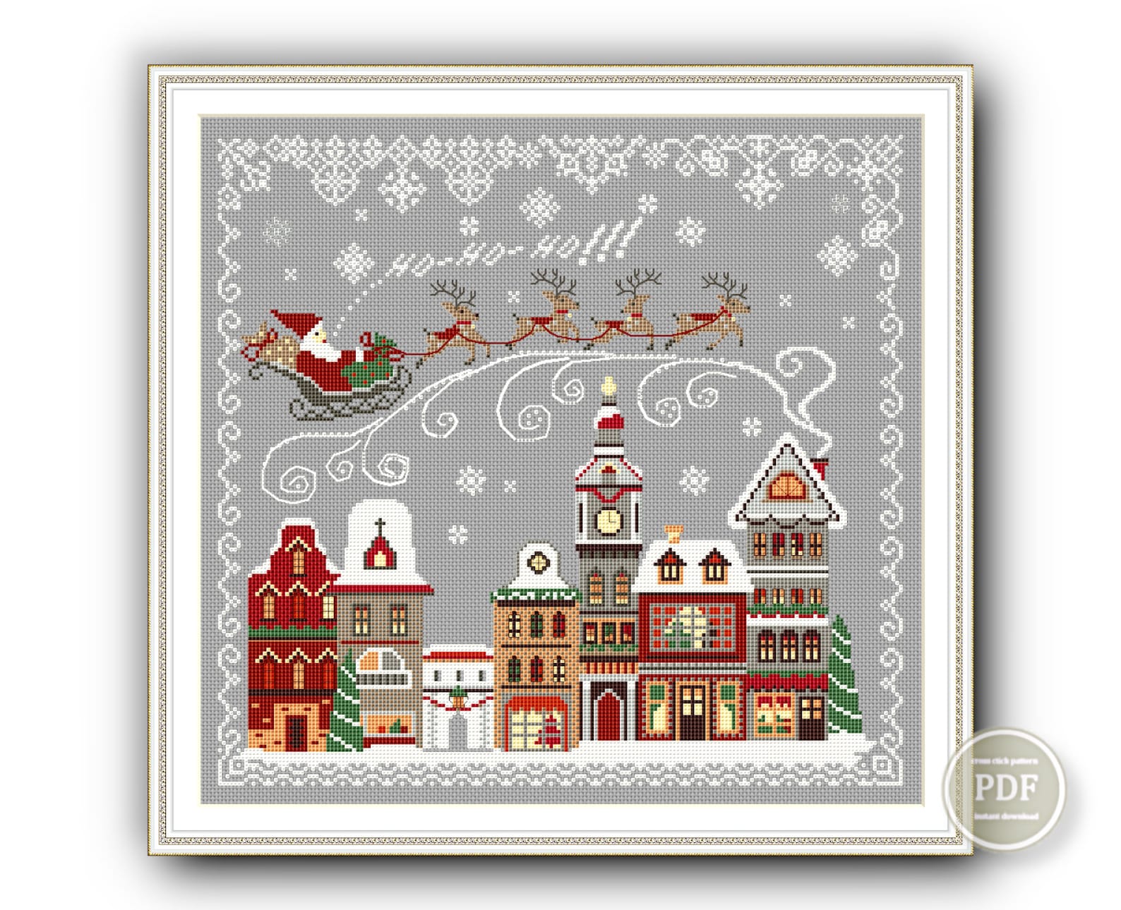 Christmas Cross Stitch Pattern Santa Claus Coming to Town PDF File ...