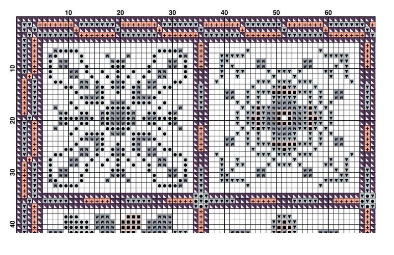 Cross Stitch Sampler Pattern PDF – Geometric Folk Tile Embroidery Chart ...