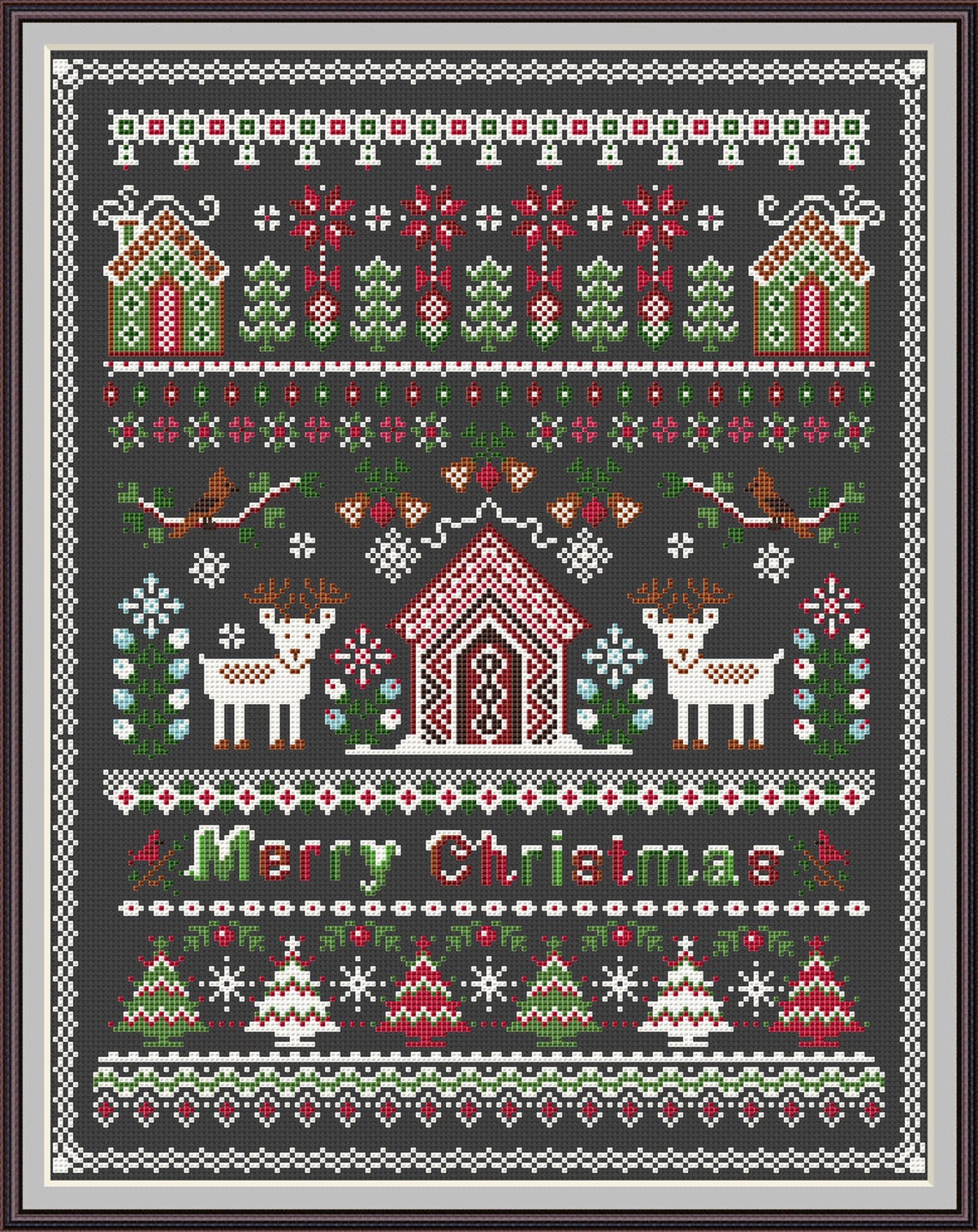Merry Christmas Sampler Cross Stitch PDF - Merry Christmas Pattern ...