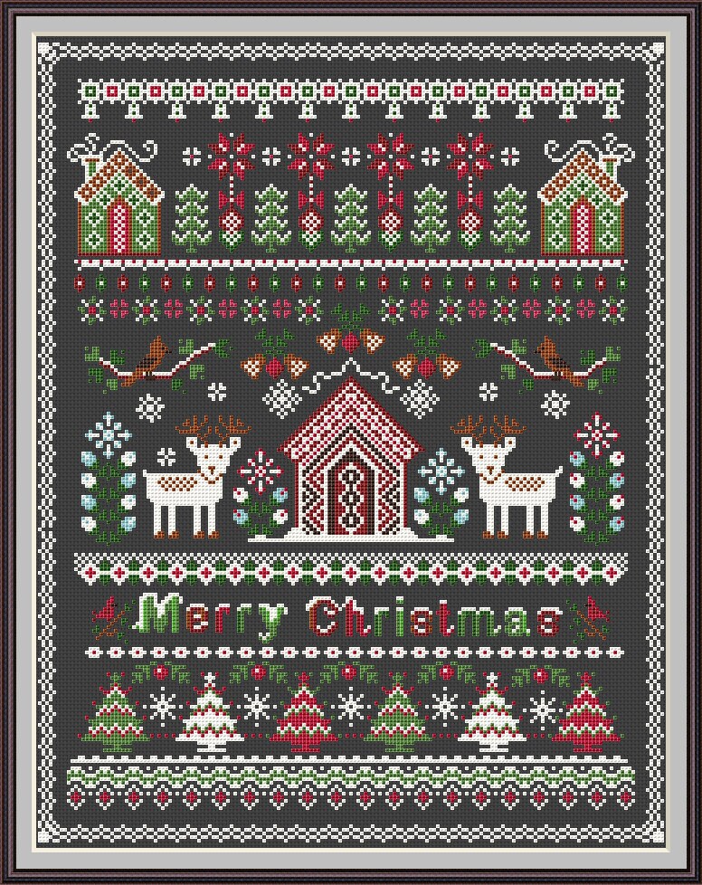 Merry Christmas Sampler Cross Stitch PDF - Merry Christmas Pattern ...