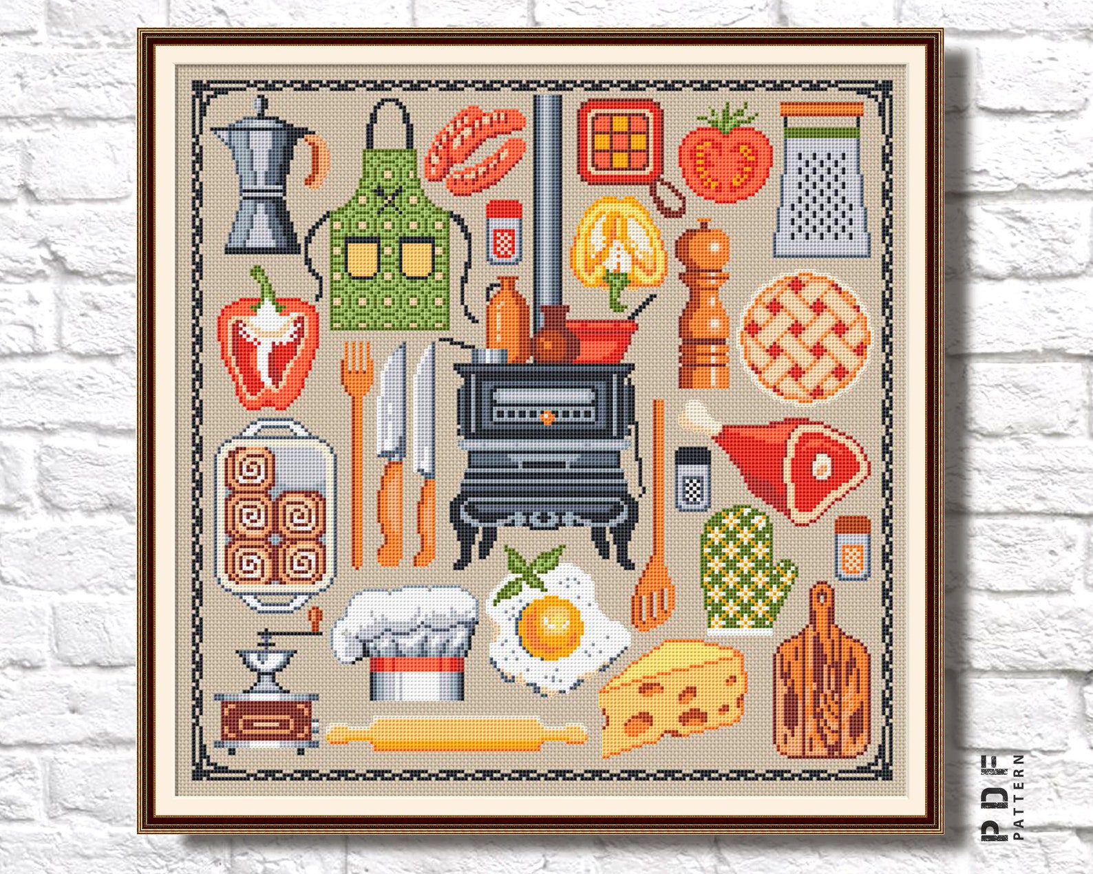 Kitchen Cross Stitch Set of 4 Patterns Food Cross Stitch Chart Kitchen ...