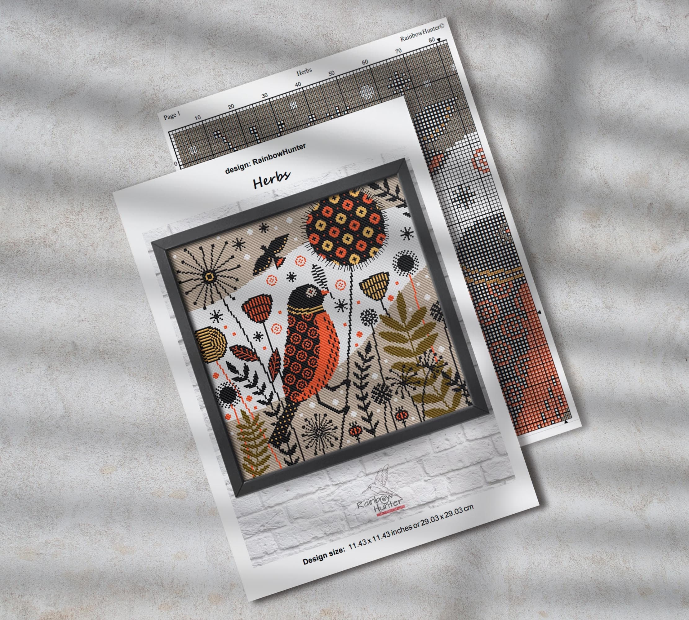 Nordic Style Bird Cross Stitch Pattern PDF Scandinavian Simple ...