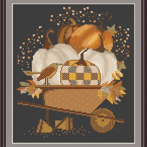 Autumn Cross Stitch Pattern PDF – Big Pumpkins Harvest, Halloween ...