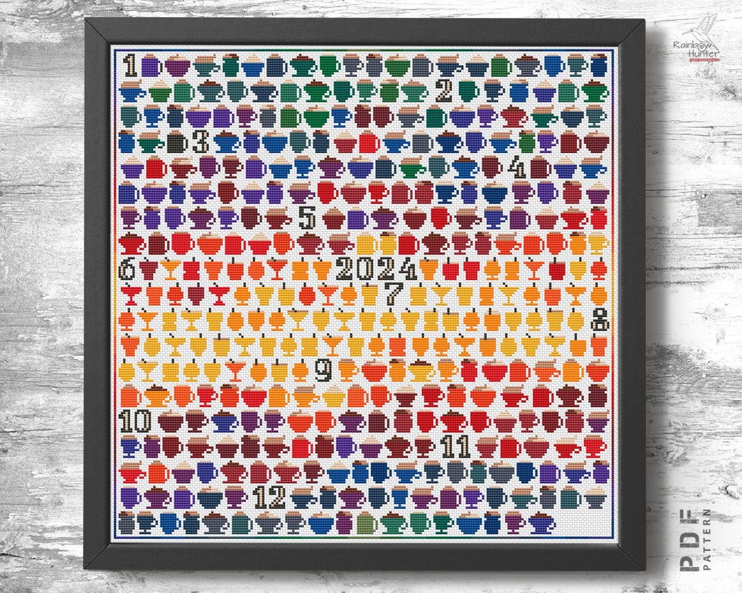 Temperature Calendar Sampler Cross Stitch Pattern PDF, 365 Days Pattern ...