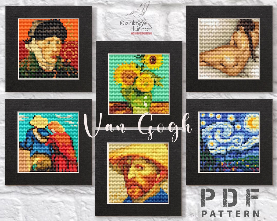 Masterpiece Tiny Cross Stith Mini Painting by Van Gogh Set of 6 Cross ...