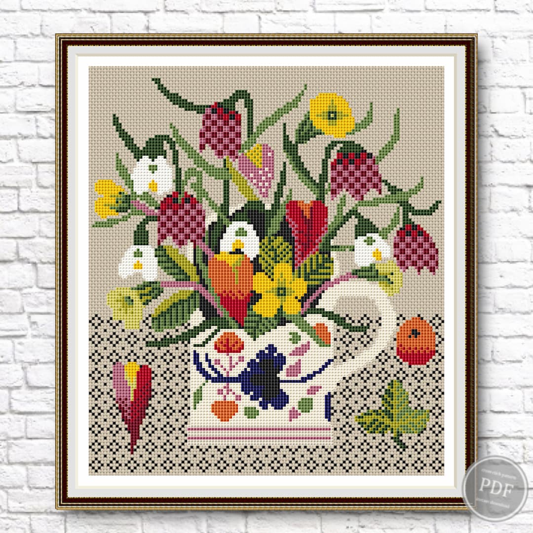 Cross Stitch Pattern Flower Vase # 2, Flowers in a Vase PDF, Cross Stitch, Beautiful Bouquet ...