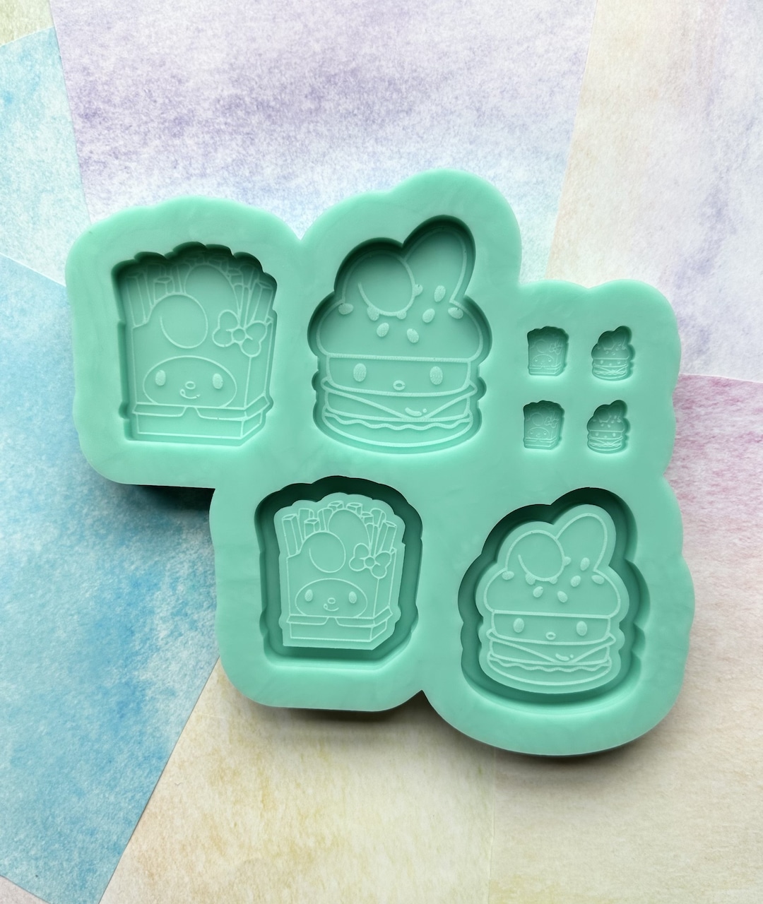 Cute Pink Bunny Burger/fry Shaker/flat With Bits Palette Silicone Mold ...