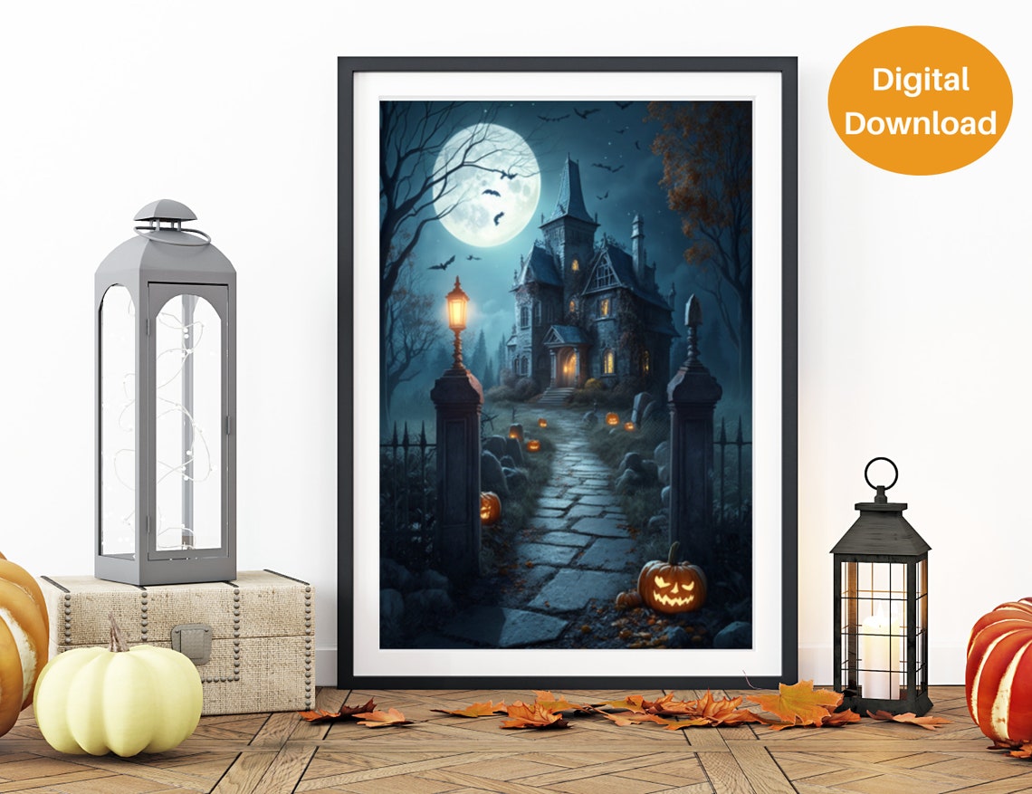 Printable Haunted House Download Spooky House Wall Art - Etsy