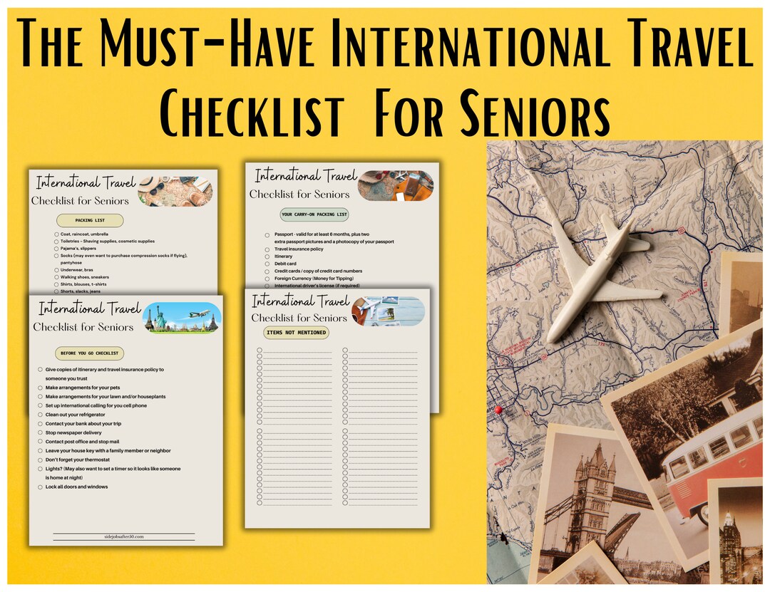 The Must-have International Travel Checklist for Seniors, Printable ...