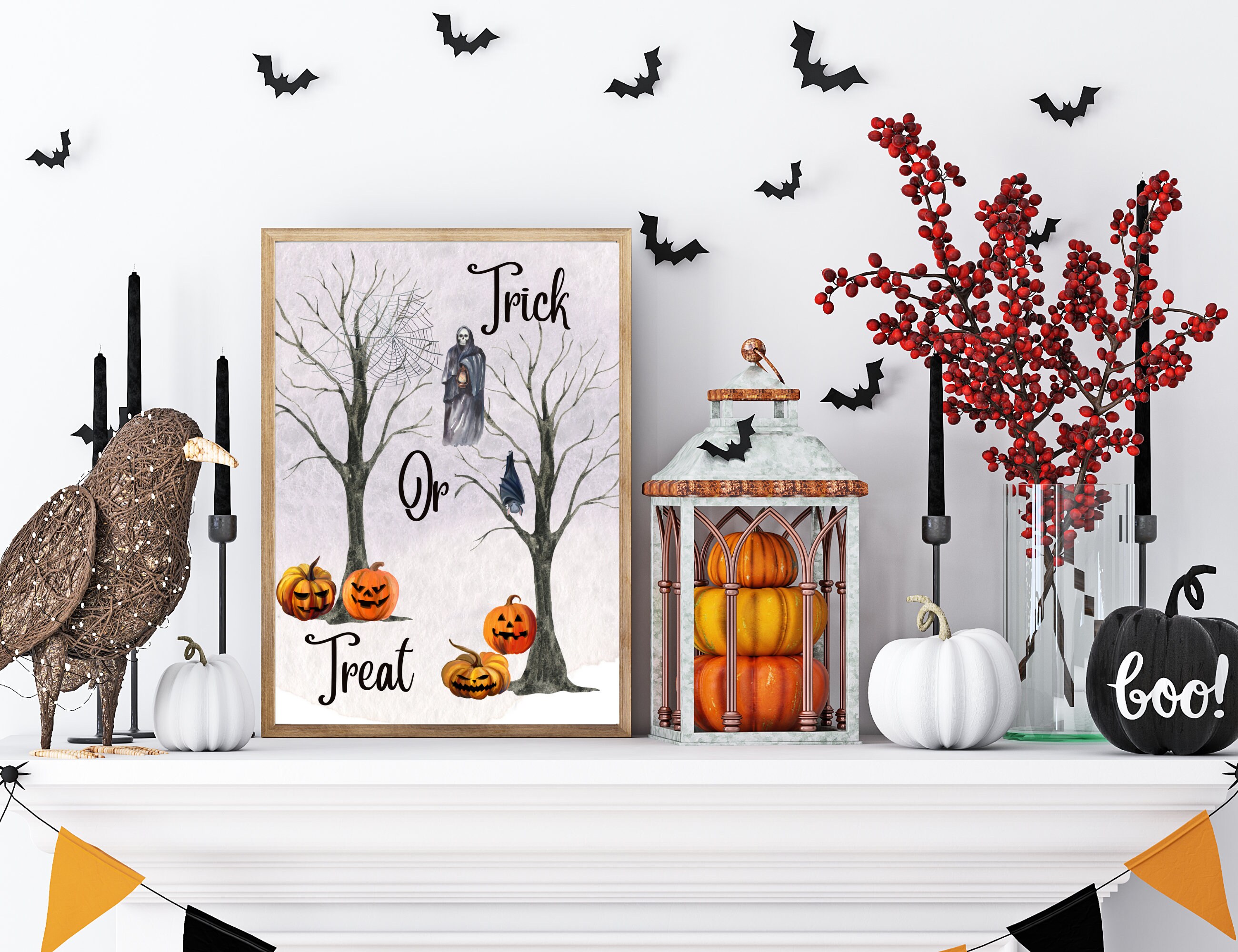 Printable Halloween Wall Art Set of 4 Prints Halloween Art - Etsy