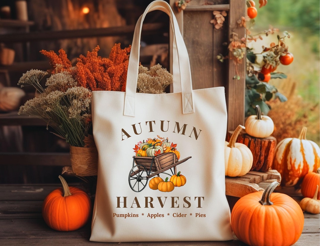 Autumn Harvest Custom Tote Bag Autumn Canvas Tote Bag Halloween Grandma ...