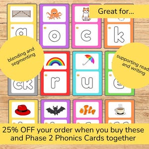 Phonics Phase 2 Cards - Letter Recognition - Practice - Etsy